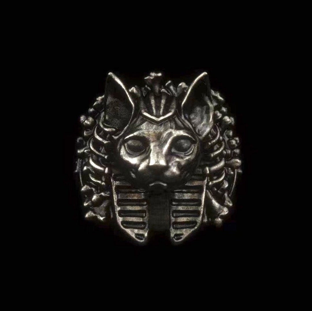 Egyptian Pharaoh Silver Cat Ring Bastet Art Egypt Mau Cat Bast Tarot ...