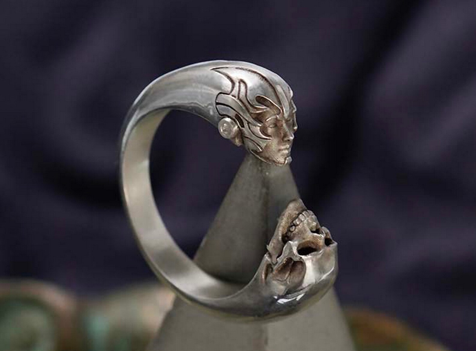 Skull Serpent Snake Warrior Goddess Handmade Silver Ring Biker Wiccan ...