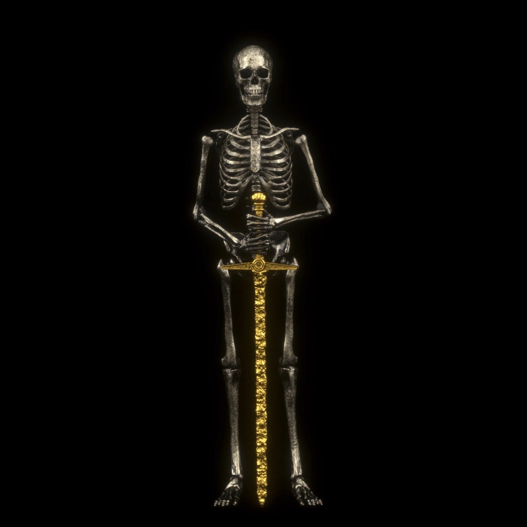 Grim Reaper Pendant Anatomy Skeleton Figure Pendant Silver Sword Large ...