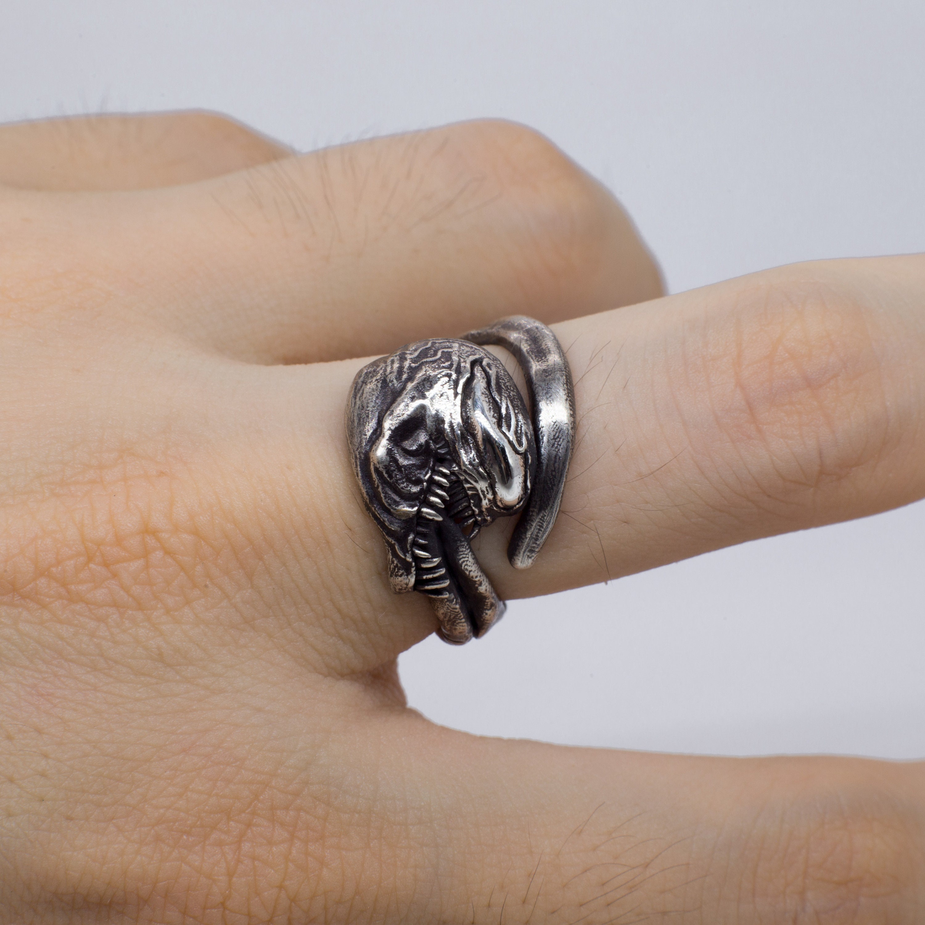 Alien Predator Ring Silver Baby Alien Larva Ring Steampunk | Etsy