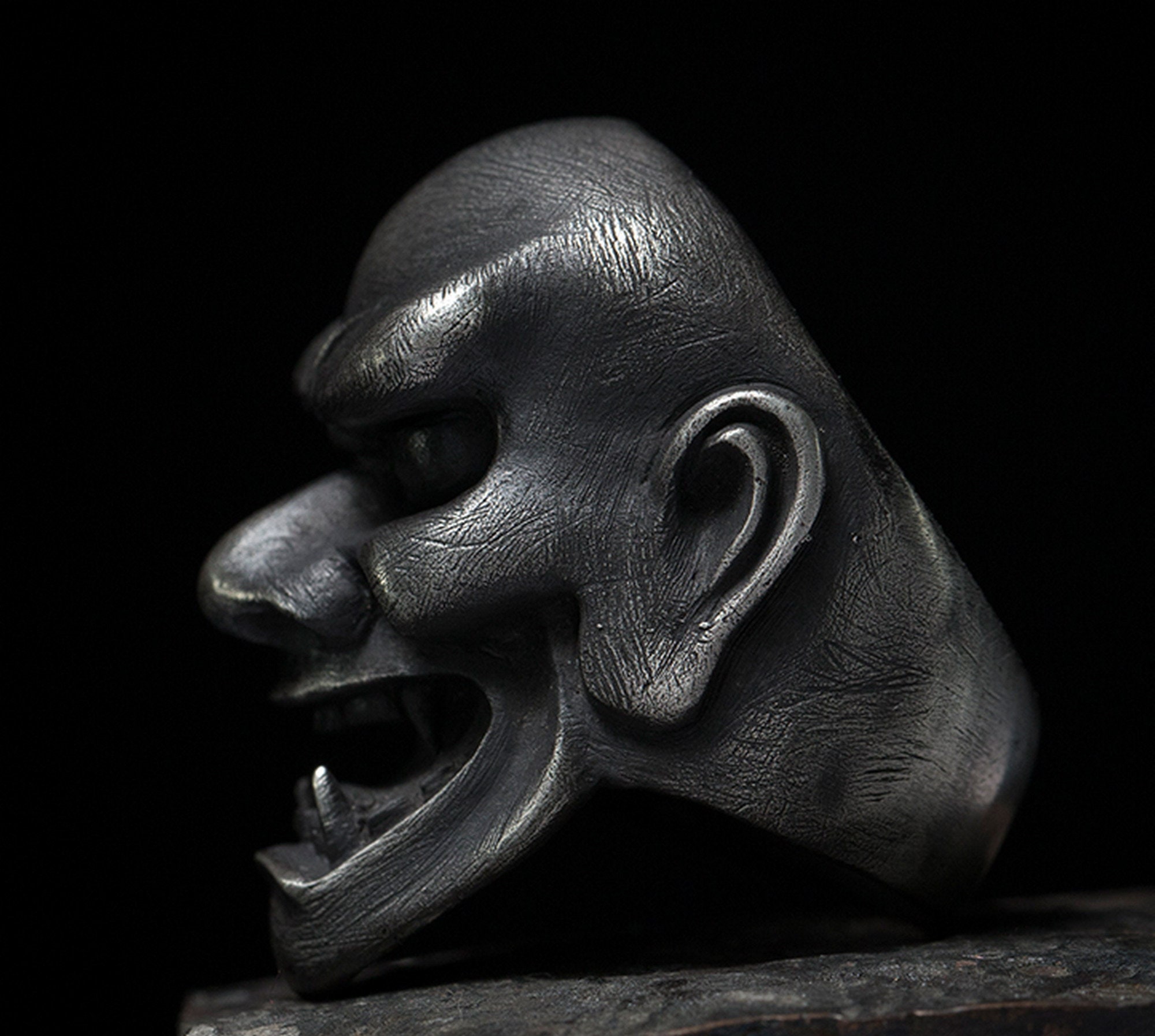 Prajna Hannya Ring Silver Hannya Mask Ring Japanese Demon Ring | Etsy