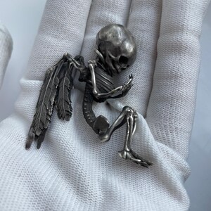 Solid Gold Angel Baby Skeleton Figure Collectable Miniature Pendant 24K ...