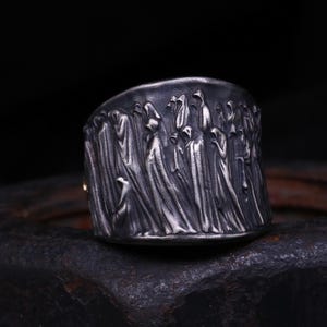Petrine Cross of St Peter Ring Handmade Silver Hooded Cloak Monk Rock ...