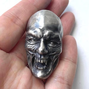 Handmade Silver Vampire Ring Skull Ring Biker Ring Wiccan Ring Monster ...