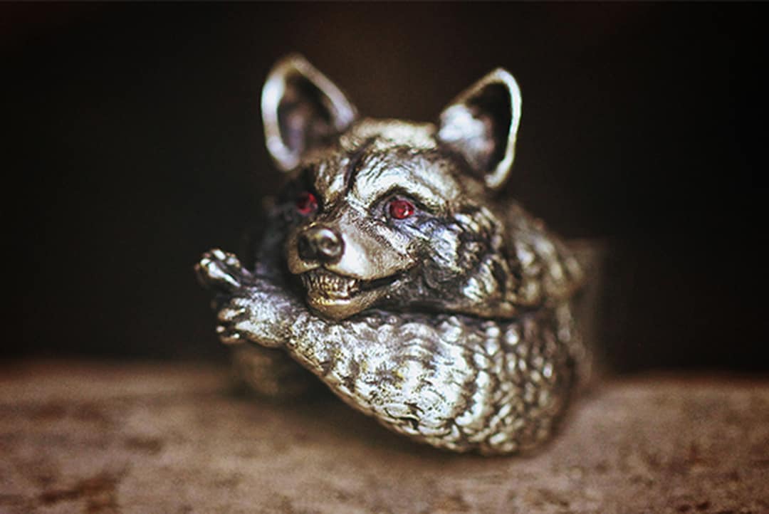 Raccoon Silver Ring Handmade Solid Silver Gothic Ring Animal Lover Gift ...