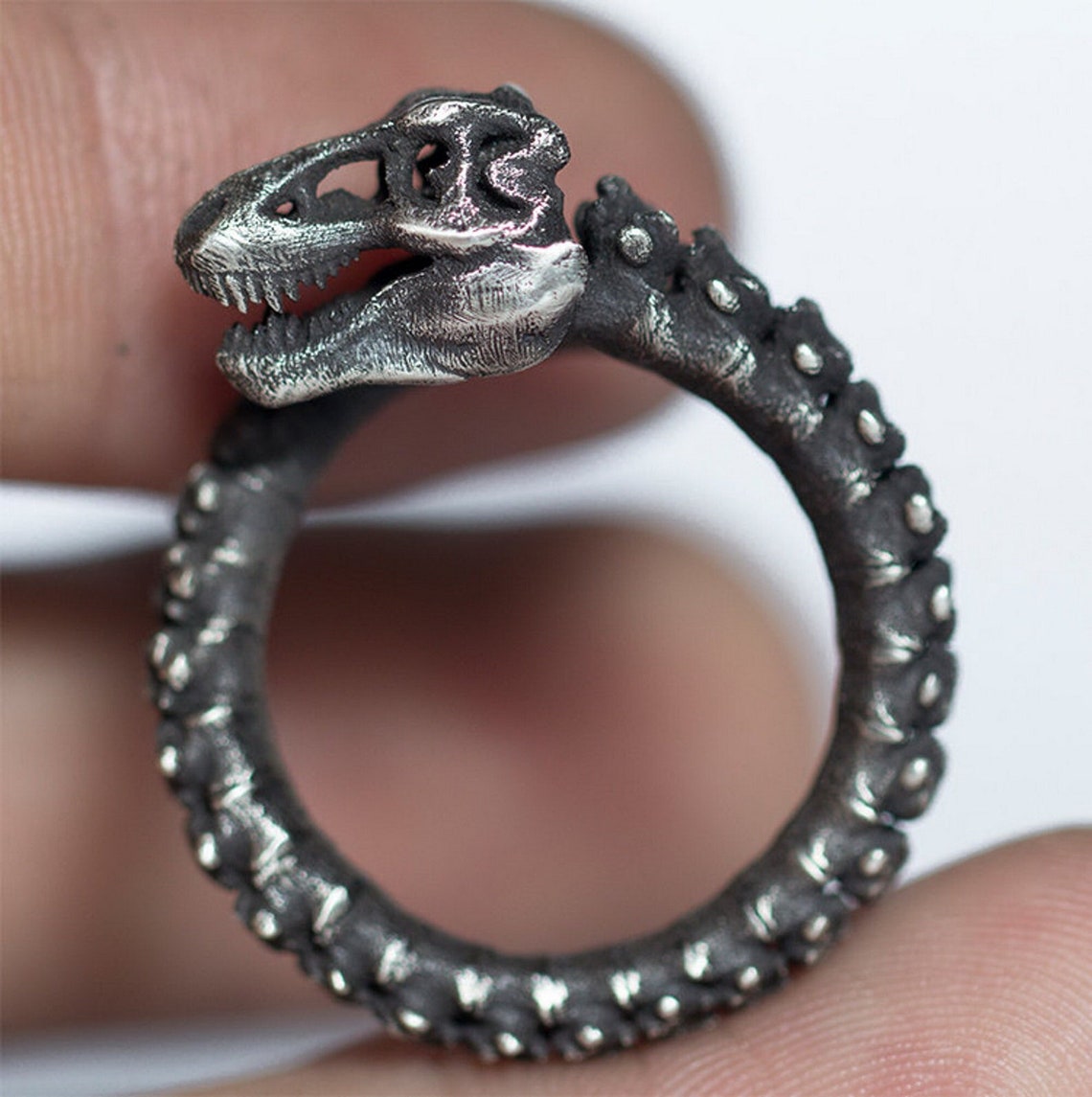 Dinosaur Skeleton Silver T-rex Fossil Ring Animal Ring | Etsy