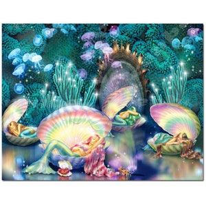 Full Drill 5d Diy Diamond Embroidery Shell Mermaid Diamond Painting ...