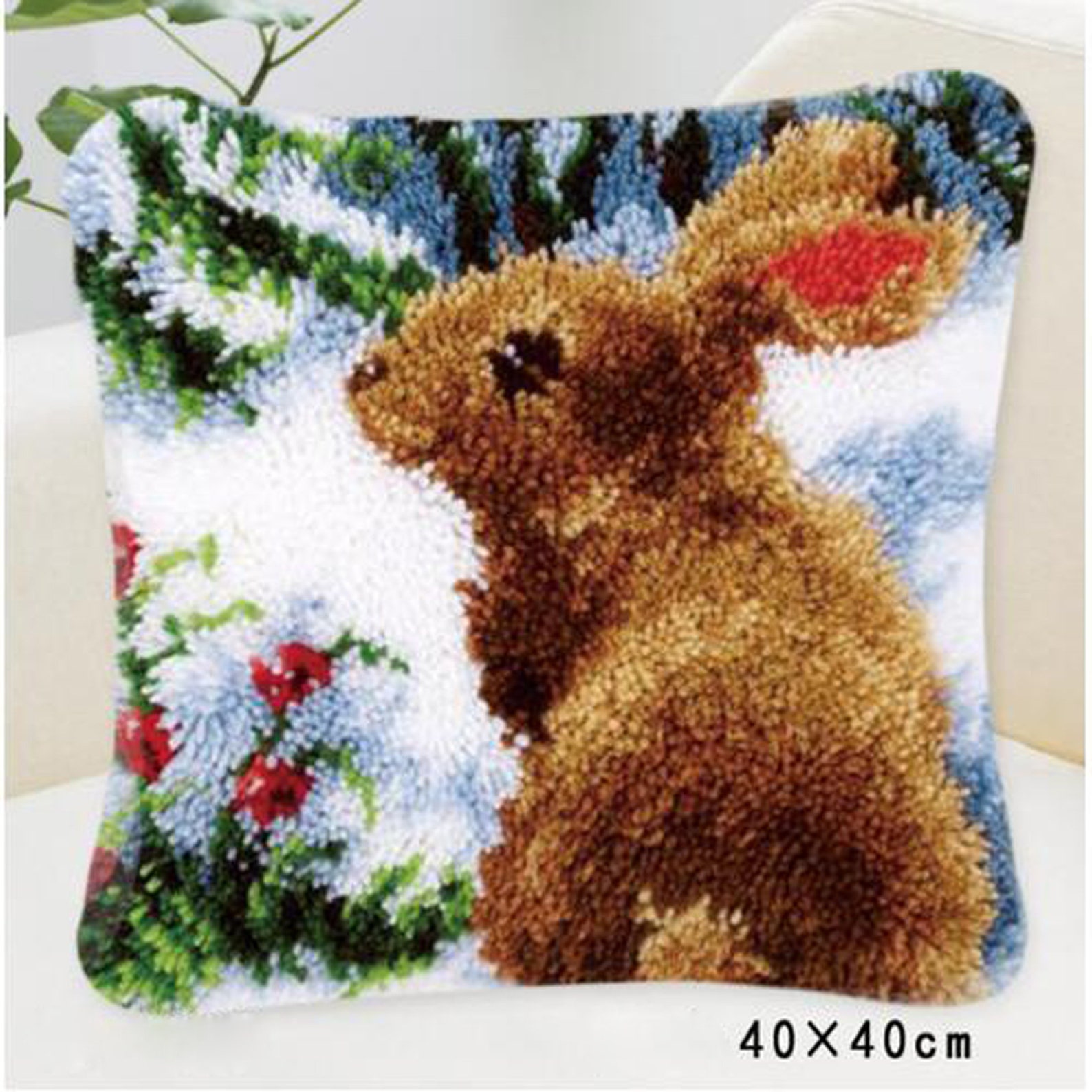 Latch Hook Pillow DIY Animal Rabbit Cross Stitch Kit Size - Etsy