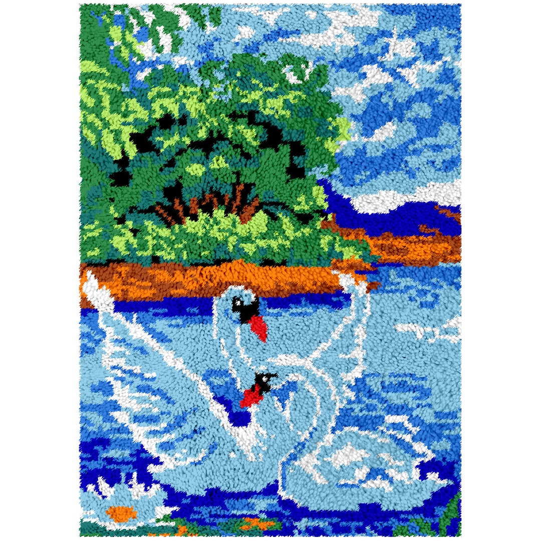 Two Swans Cross-stitch Kits Latch Hook Rug Kits Embroidery Stair Carpet ...