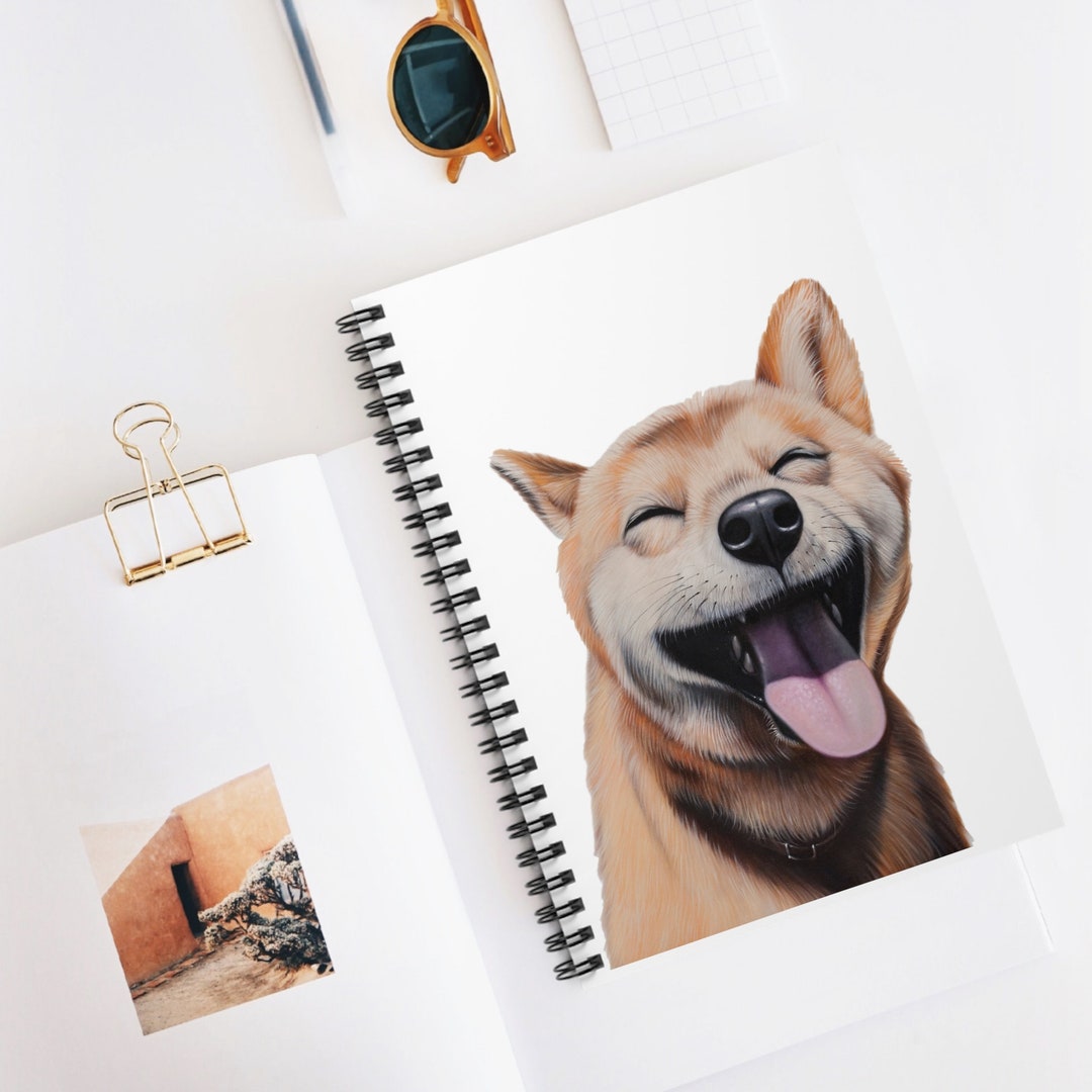 Smiling Shiba Inu Spiral Notebook - Ruled Line Shiba Inu Stationary ...