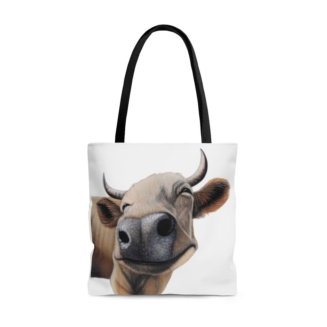 Smiling Cow Tote Bag, Smiling Cow, Cow Tote, Cow Bag, Cow Lover, Cow ...