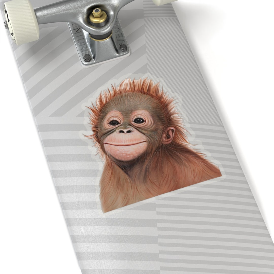 Smiling Orangutan Kiss-cut Stickers, Cute Orangutan Sticker, Funny ...