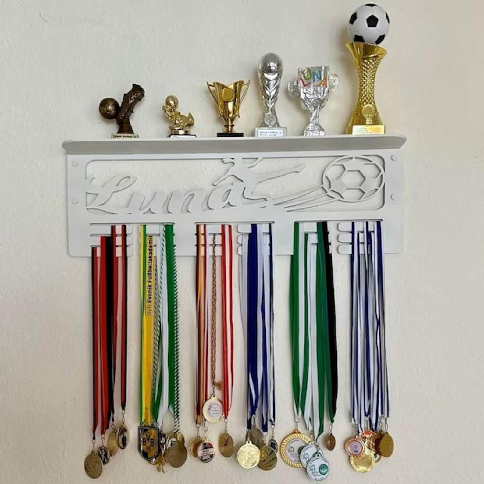 Personalized Soccer Medal Holder With Trophy Shelf - Etsy