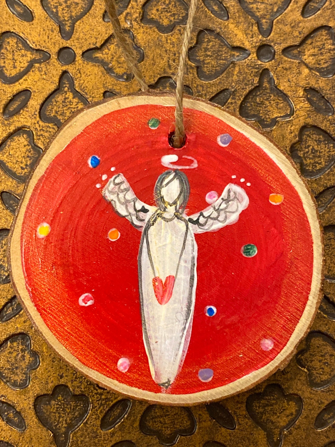Original & Personalised Angelic Art Hand-painted on Wooden Slice ...