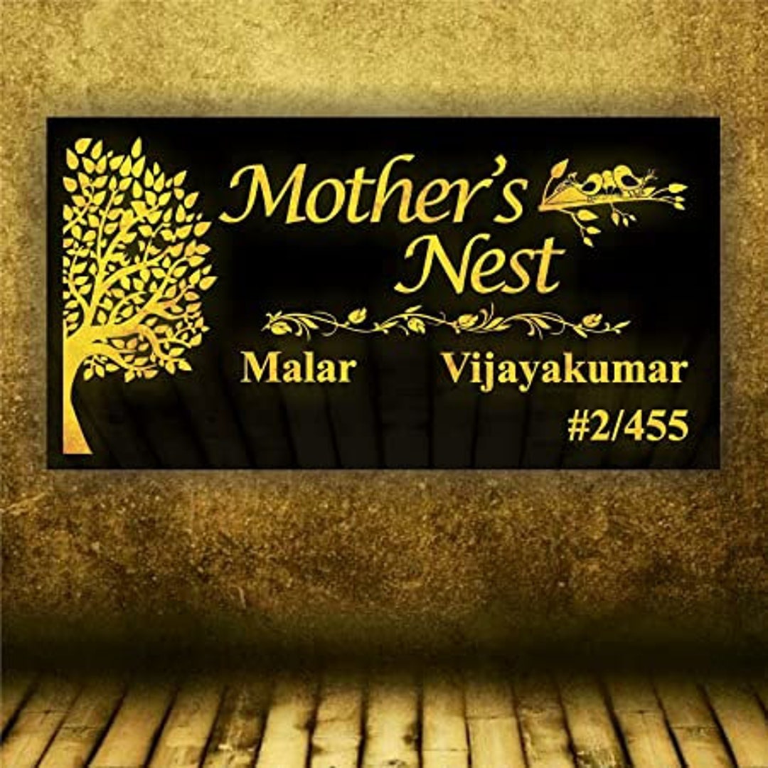 Personalized Family Name Plate – Acrylic LED Lit, Bird Nest Design - Etsy
