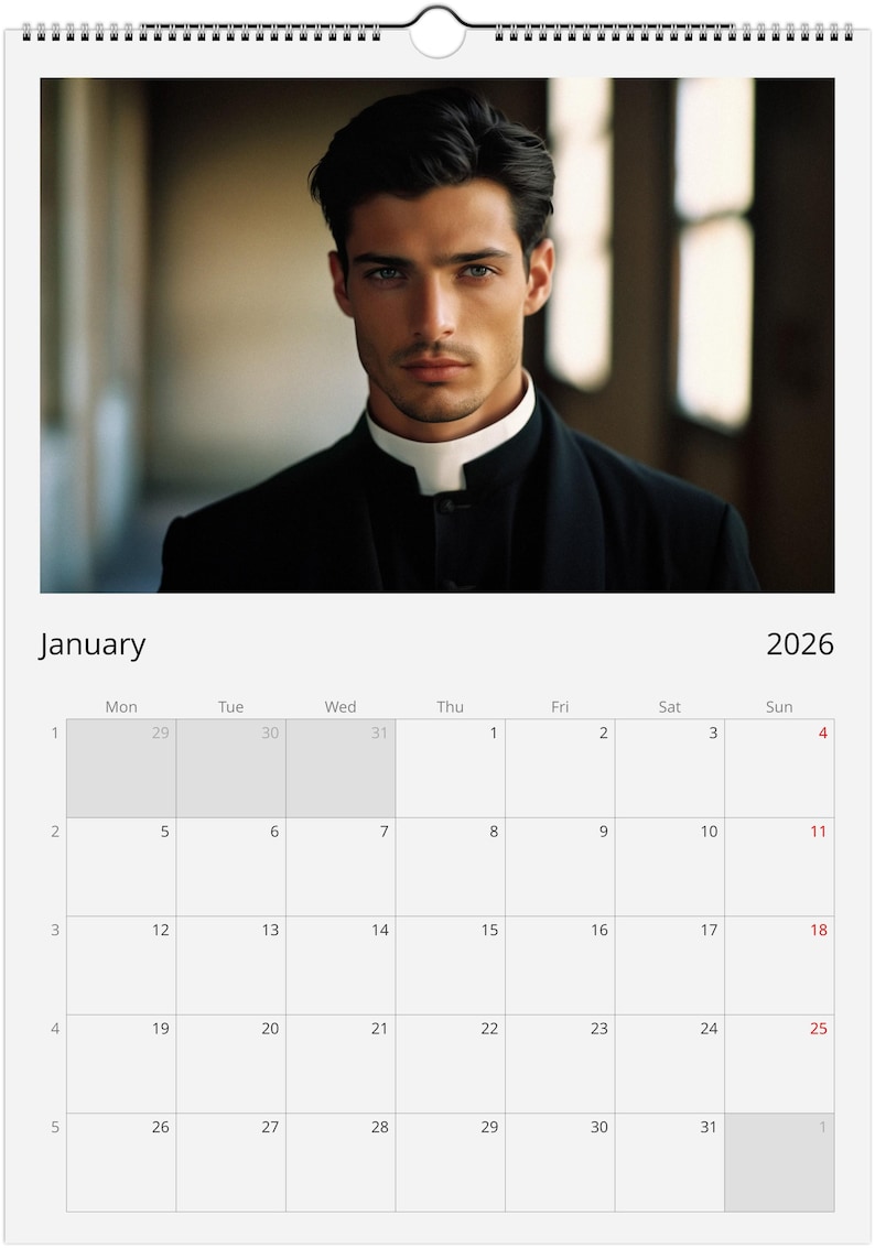 2026 Calendario Romano Wall Calendar | Hot Priests | Size A3, Ledger ...