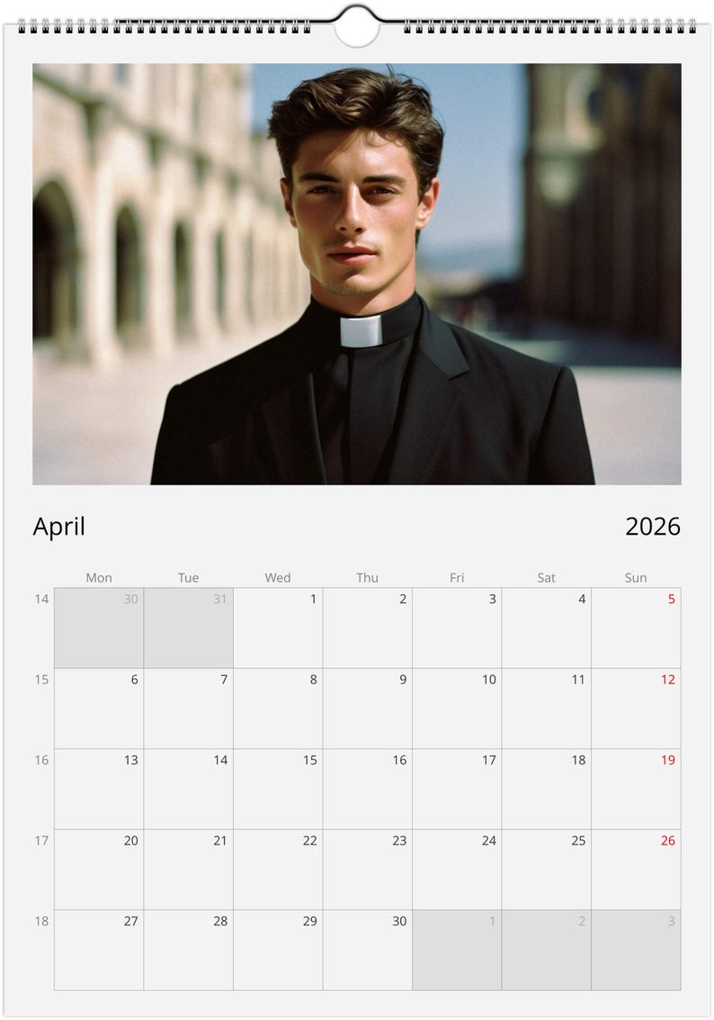 2026 Calendario Romano Wall Calendar | Hot Priests | Size A3, Ledger ...