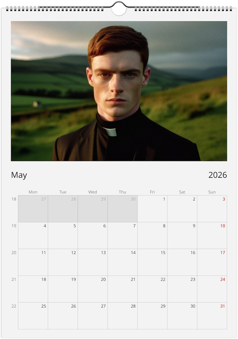 2026 Calendario Romano Wall Calendar | Hot Priests | Size A3, Ledger ...