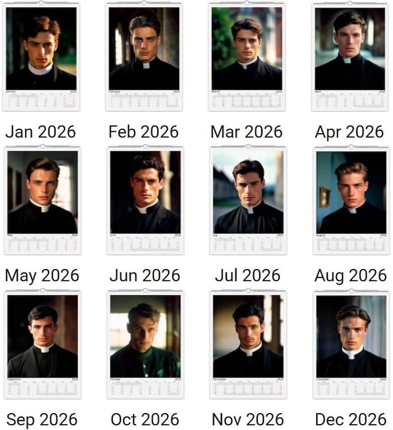 2026 Calendario Romano Wall Calendar | Hot Priests | Size A3, Ledger ...