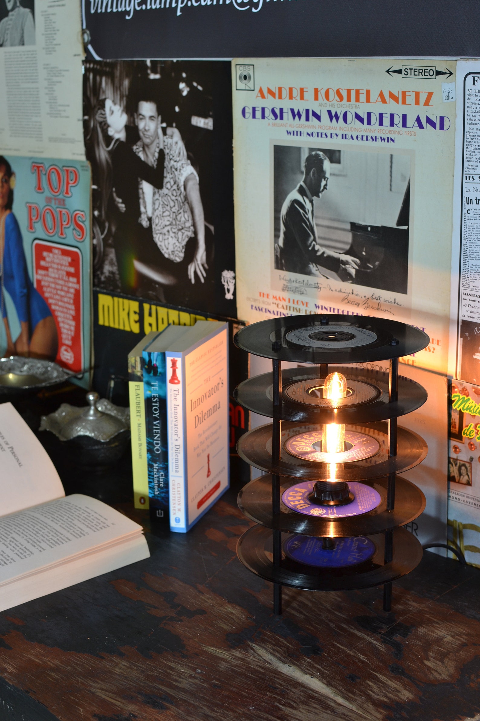 Vintage Lamp Vinyl Record Bedside Lamp Retro Lamp Desk - Etsy