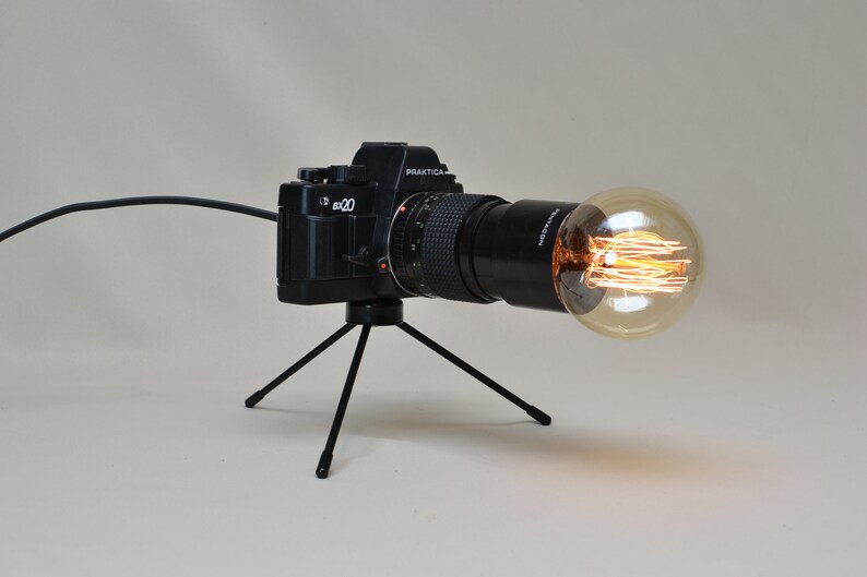 Praktica Camera Lamp: Retro Desk Table Lamp With Edison Bulb - Etsy
