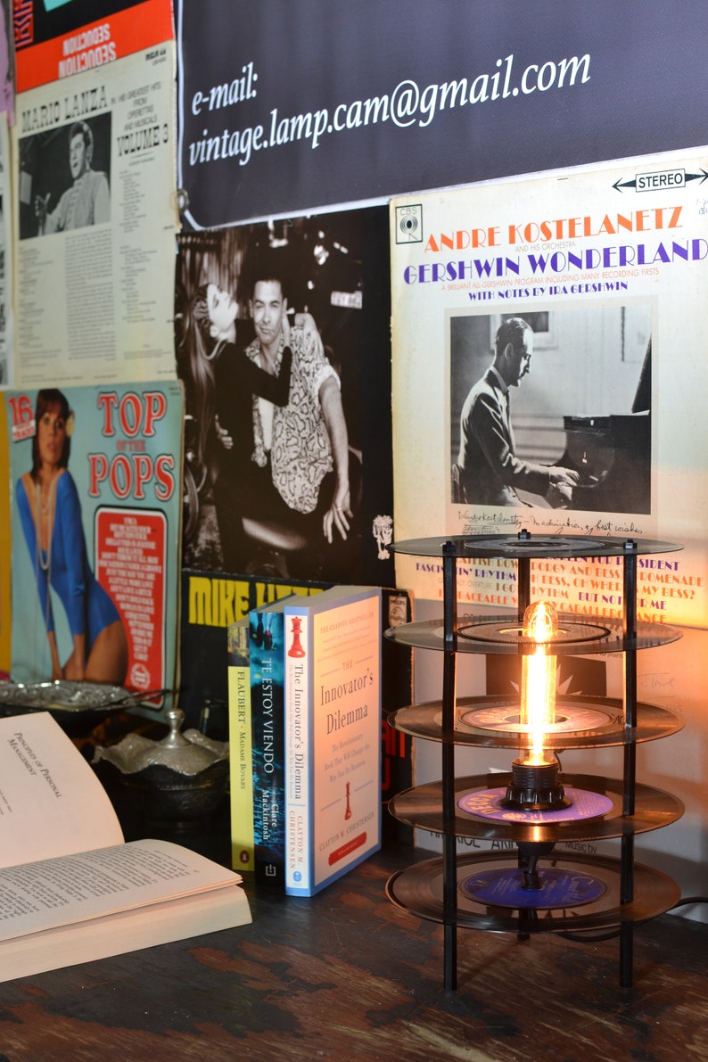 Vintage Lamp Vinyl Record Bedside Lamp Retro Lamp Desk - Etsy