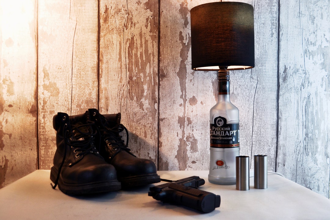 Vodka Bottle Lamp: Handmade Vintage Desk Lamp With Edison Bulb - Etsy