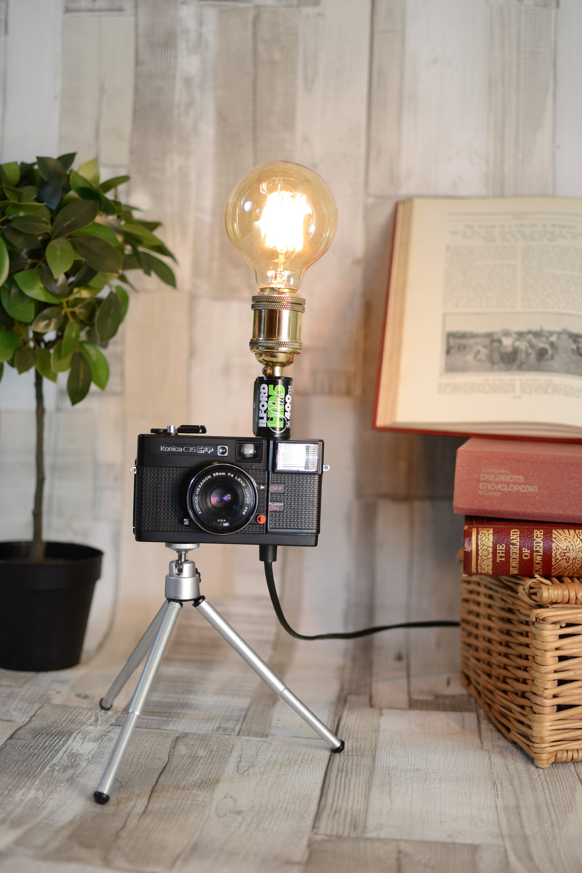 Vintage Lamp Camera Konica Bedside Lamp Retro Lamp Desk Lamp Table Lamp ...
