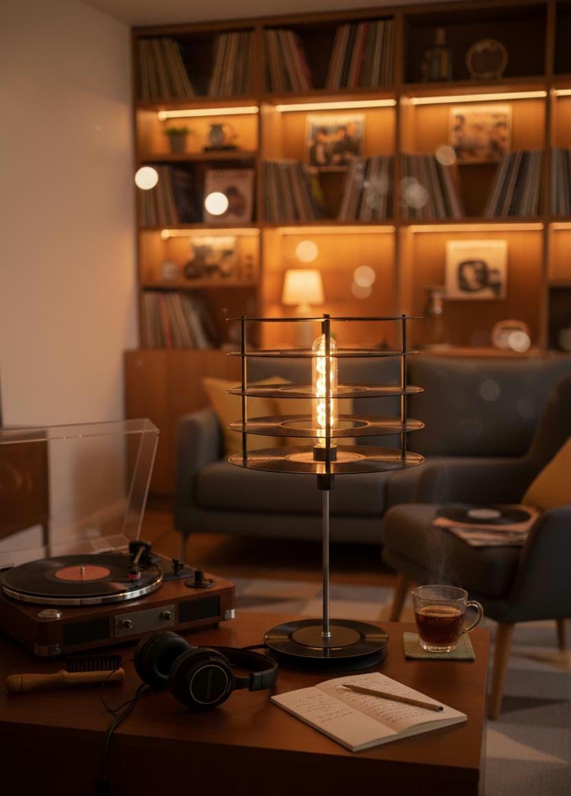 Upcycled Vinyl Record Table Lamp: Retro Home Decor - Etsy