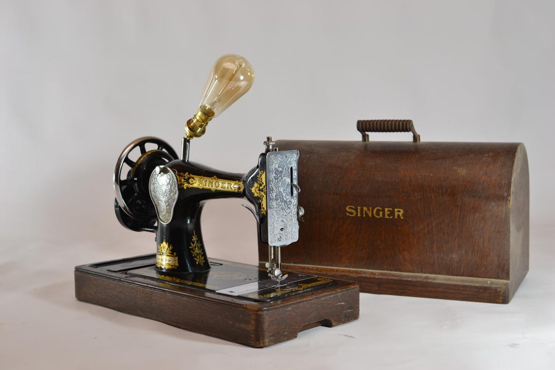 Upcycled Vintage Singer Sewing Machine Lamp: Industrial Decor Night ...