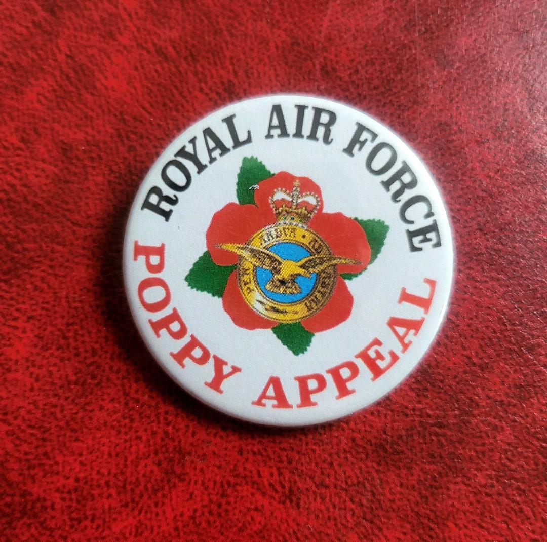 RAF Poppy Appeal Red Poppy Button Badge Brooch 38 Mm - Etsy