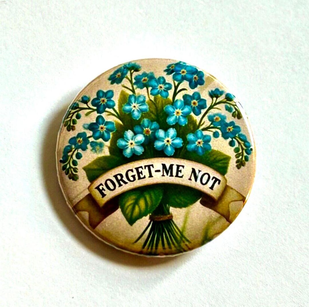 Forget Me Not Alzheimers Awareness Blue Flowers Button Badge Brooch ...