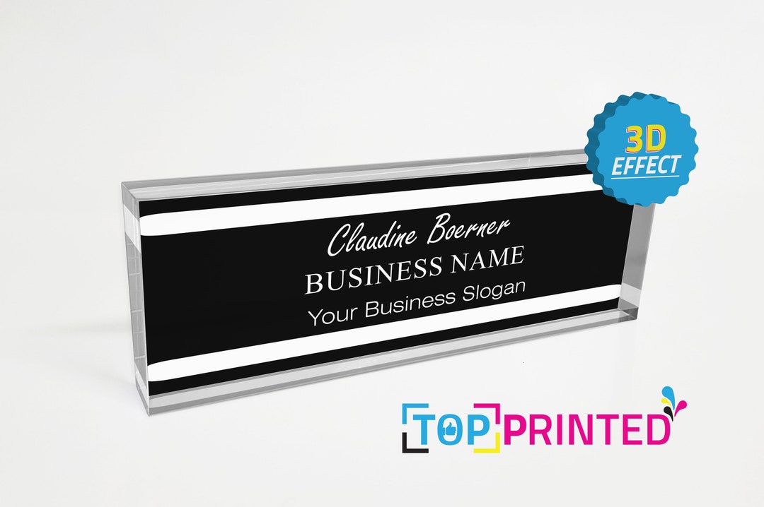 Personalized Acrylic Name Plate, Business Card Holder Desk, Custom Name ...