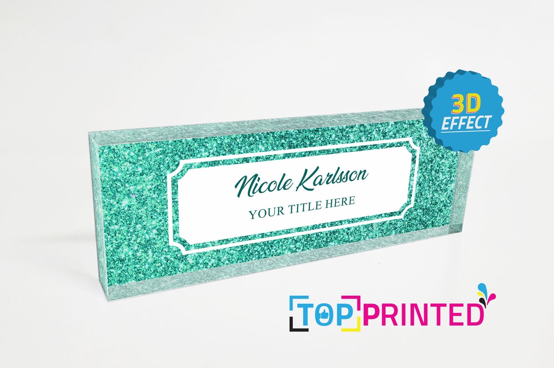 Personalized Acrylic Name Plate, Business Card Holder Desk, Custom Name ...