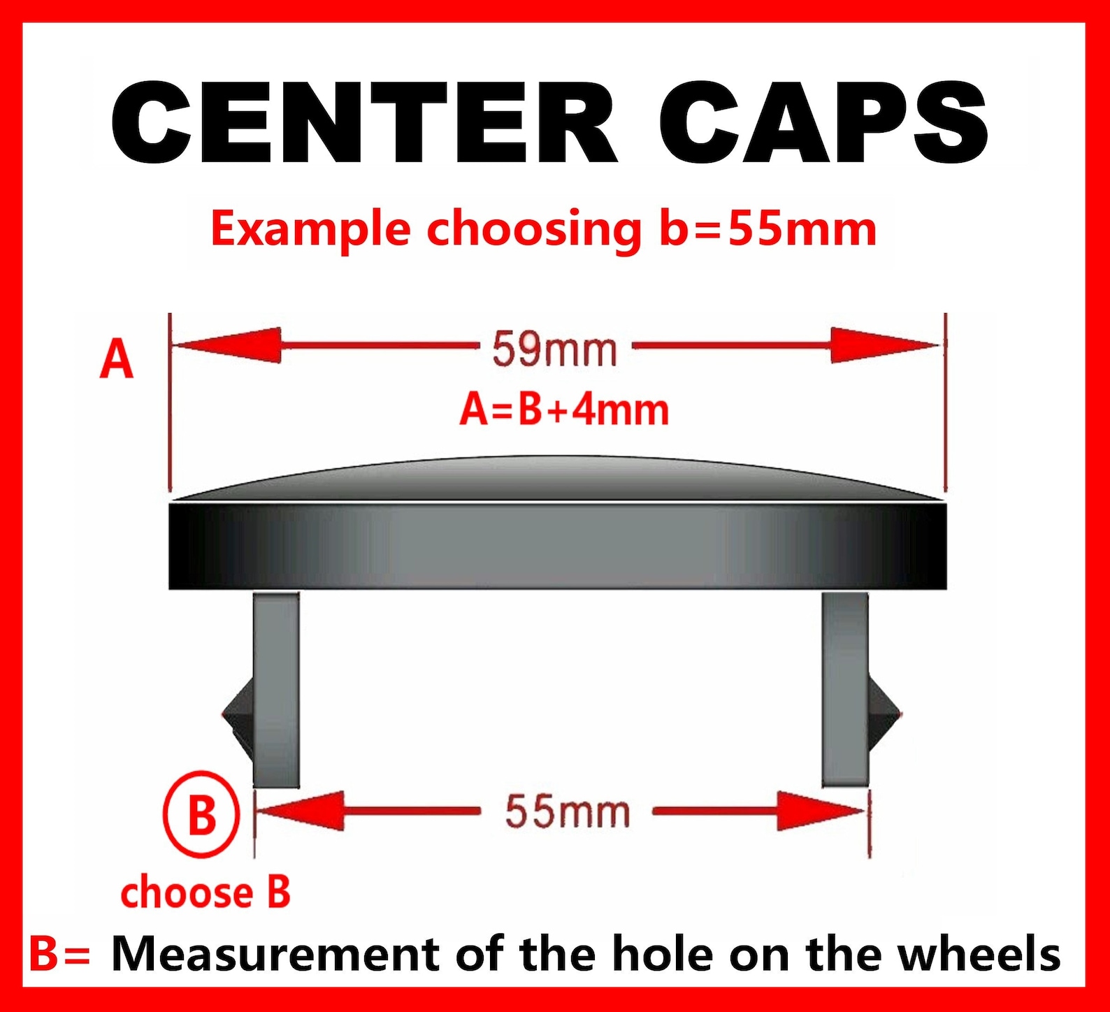 Whell Center Caps Universal Hub Clip Rims Hubcaps ALL CARS Black and ...