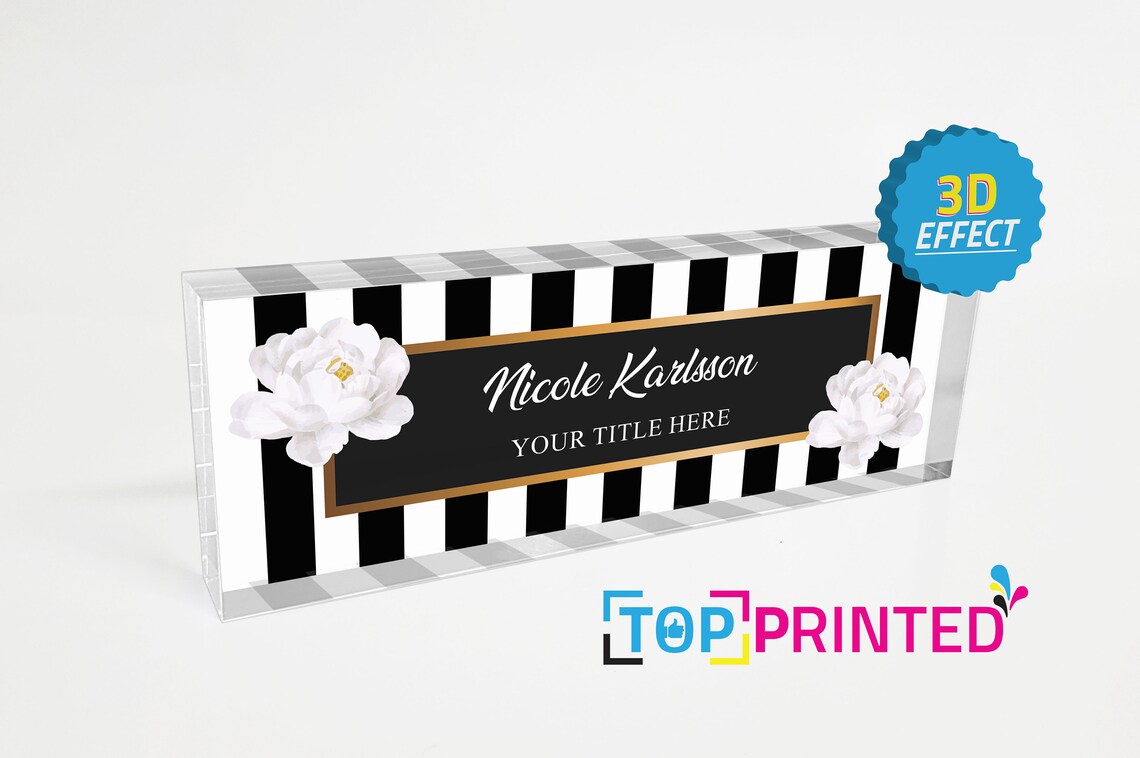 Personalized Acrylic Name Plate, Business Card Holder Desk, Custom Name ...