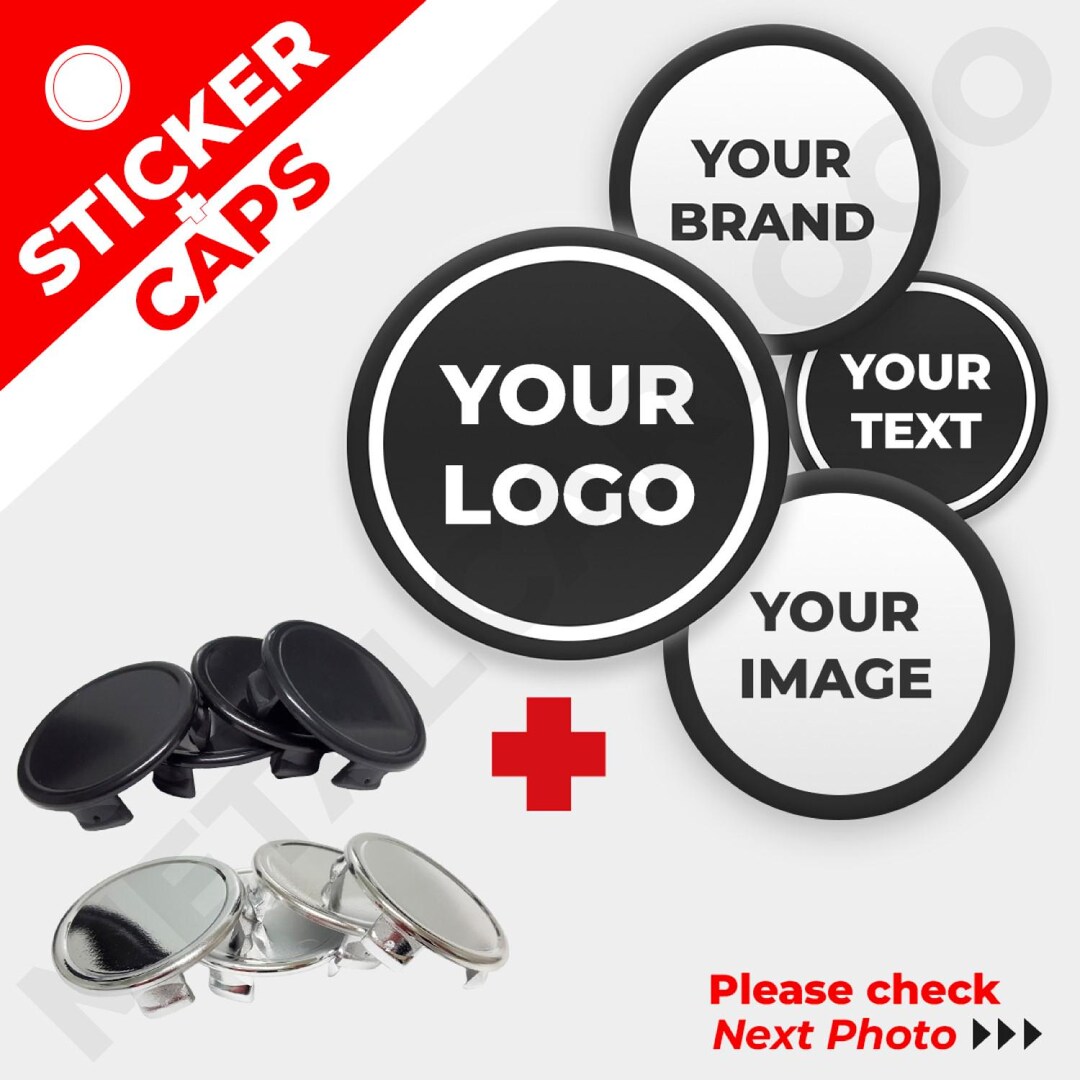 Wheels Center Caps + Metal Stickers Custom Car Logo Badge Wheel Trims ...