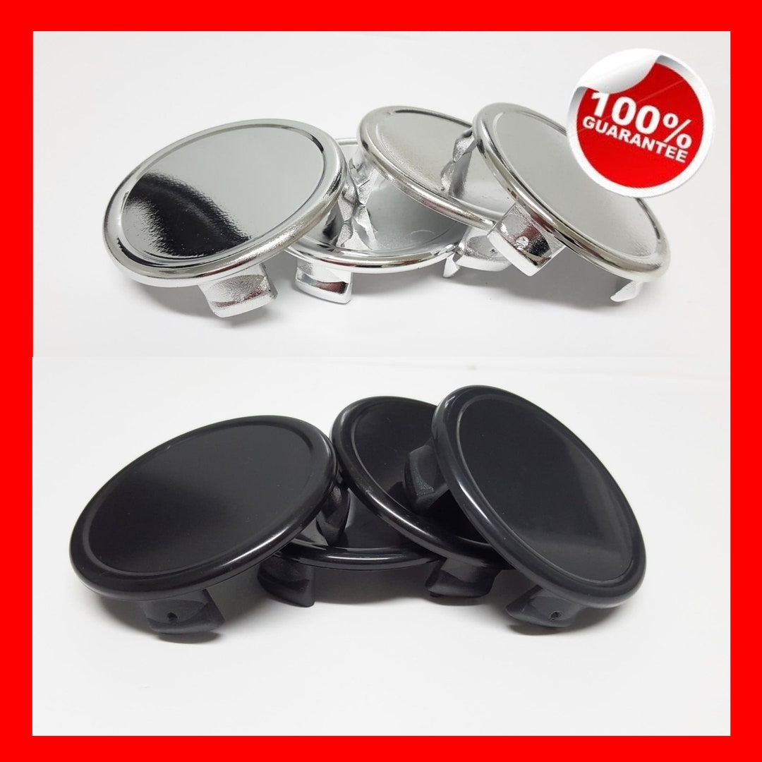 Whell Center Caps Universal Hub Clip Rims Hubcaps Black and Chrome Fit ...