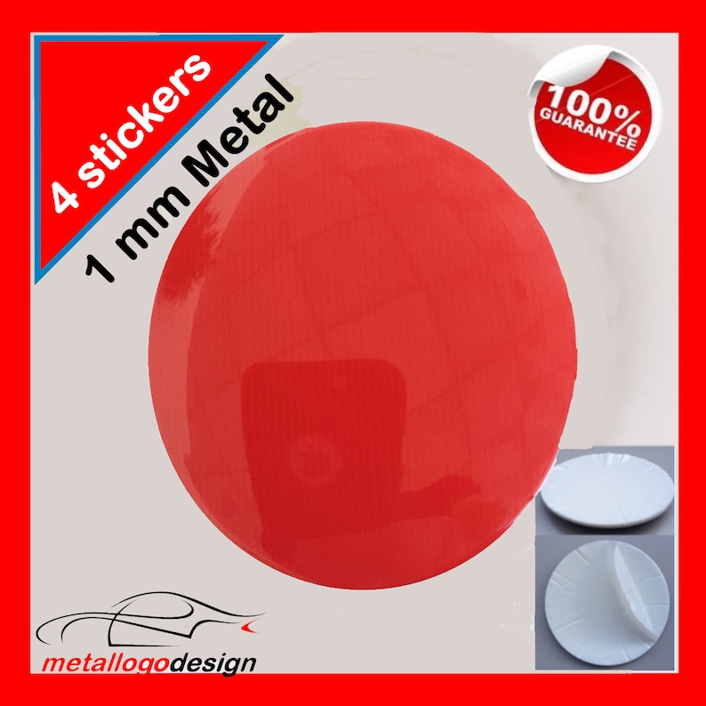 Metal Stickers - Car Wheel Center Cap Stickers - Set of 4 - ALL RED Fit ...