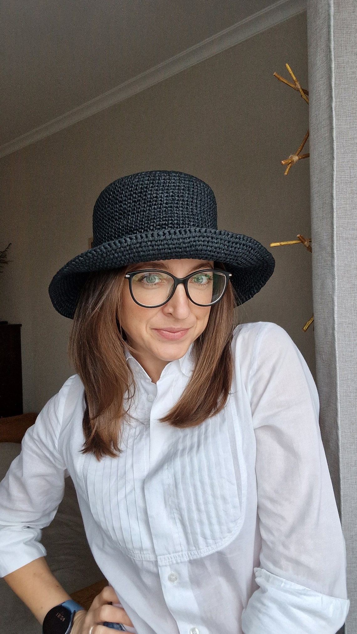 Black Raffia Hat - Etsy