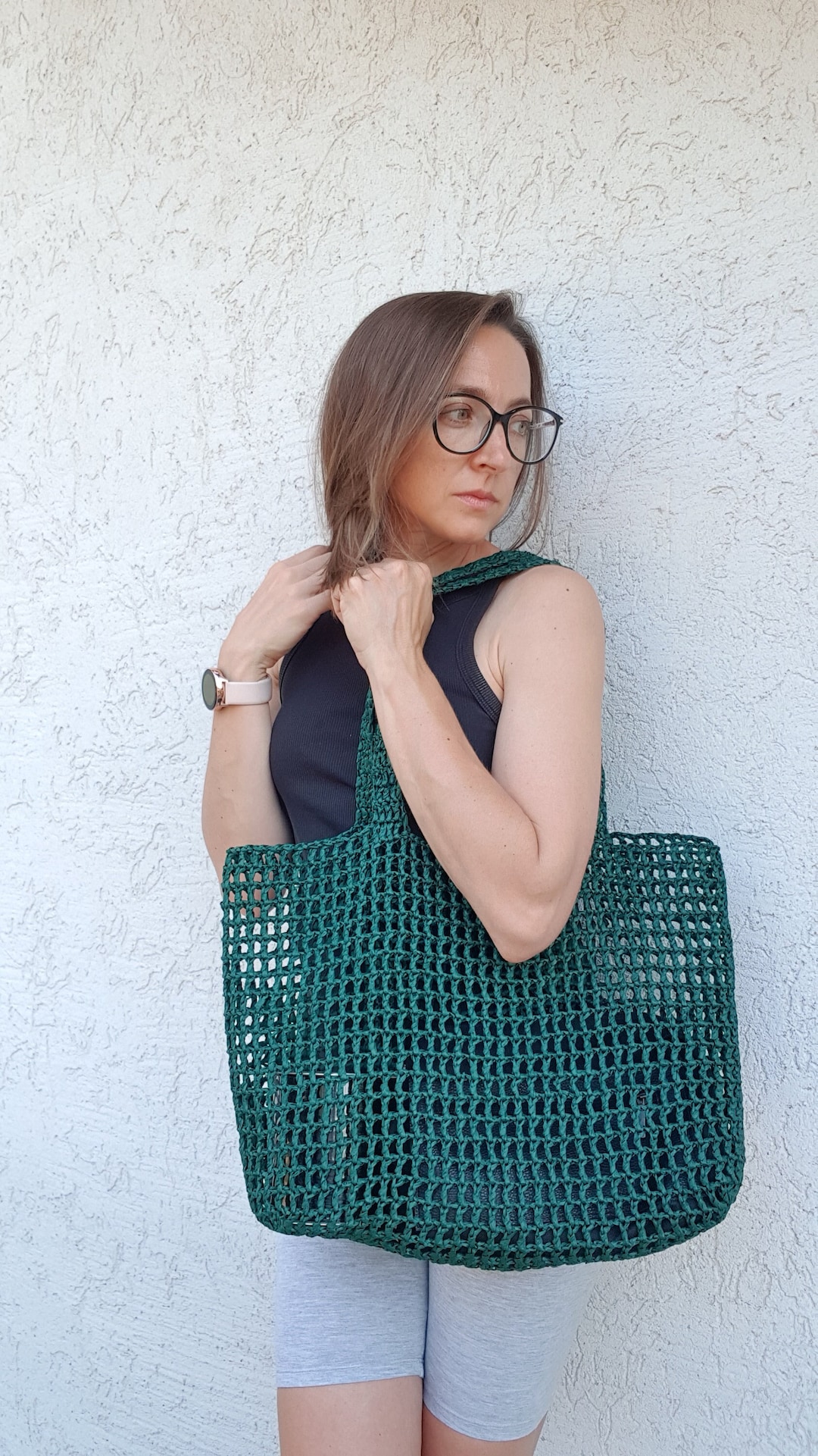 Mesh Raffia Beach Bag - Etsy