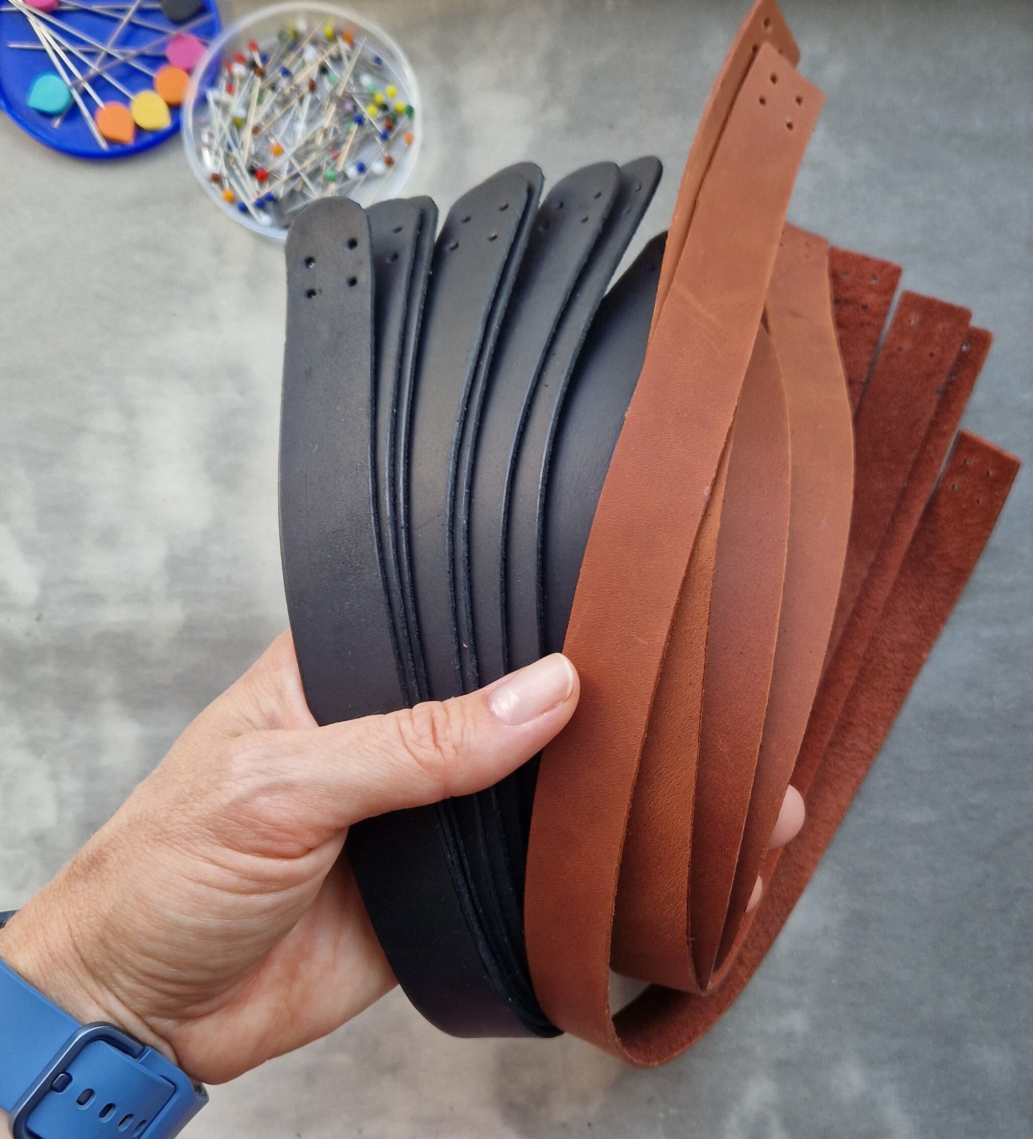 Leather Handles for Making a Bag, Leather Handles for Knitted Bag ...