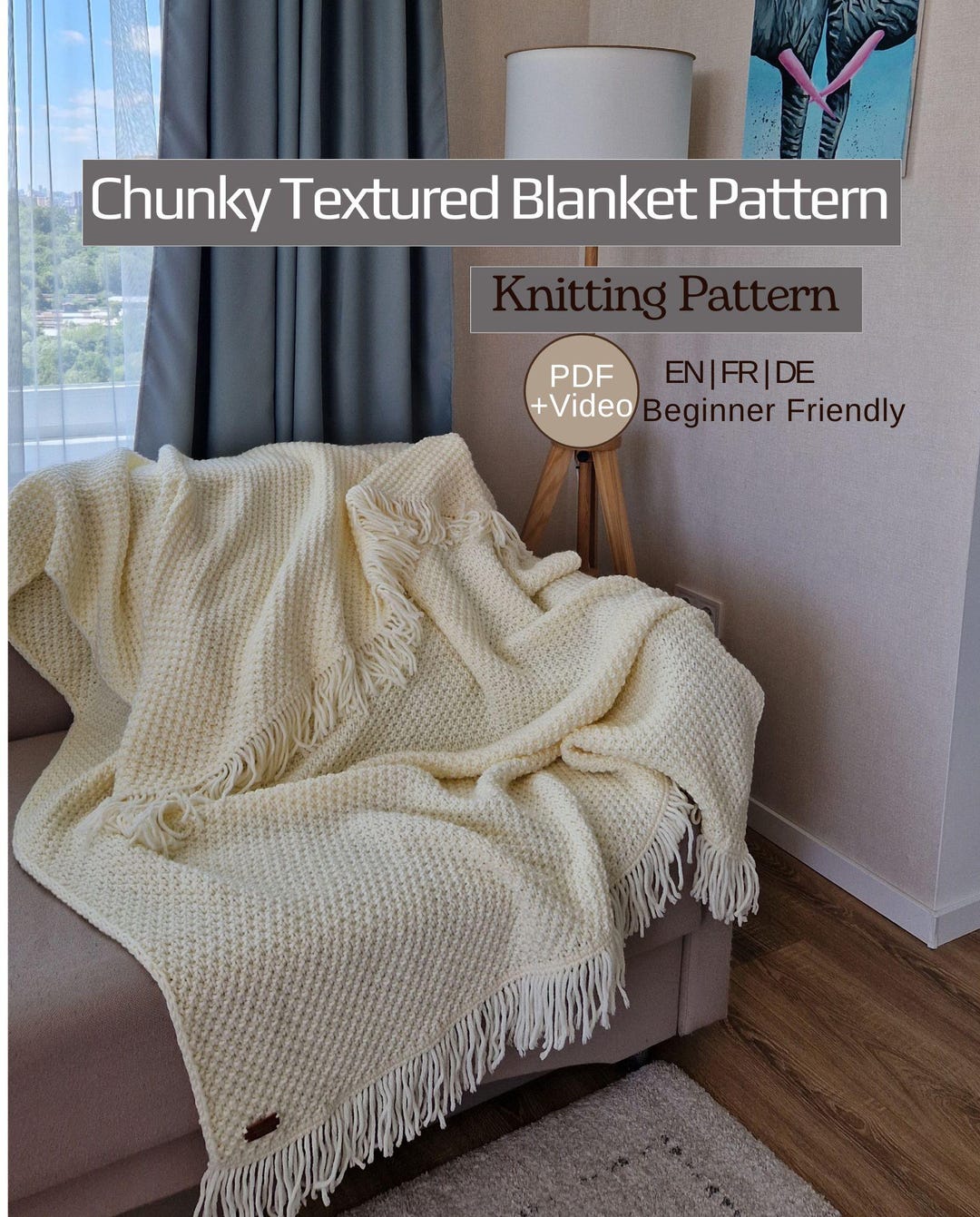 Chunky Blanket Knitting Pattern PDF | Textured Throw Pattern | Easy 4 ...