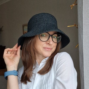 Black Raffia Hat - Etsy