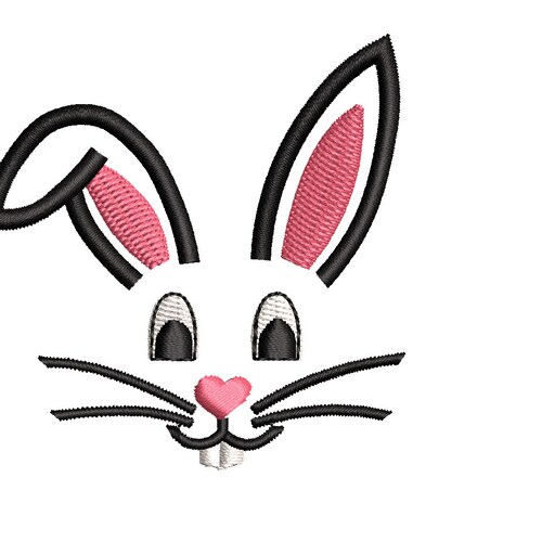 Cute Bunny Face Embroidery Design Instant Download | Etsy