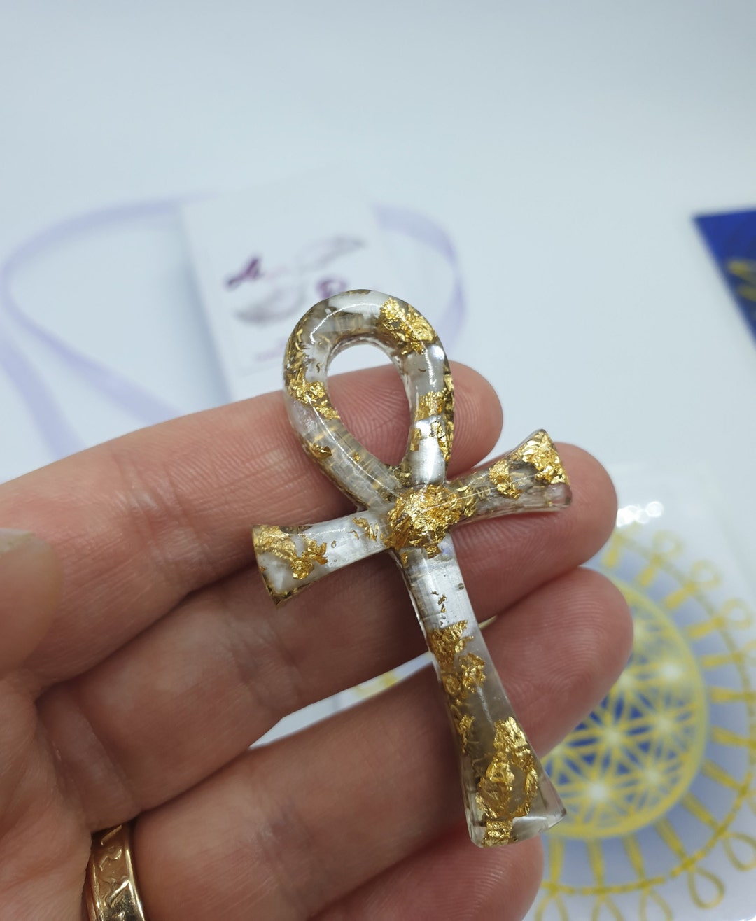 Selenite Egyptian Ankh Orgone/ Ankh Pendant-selenite/ Protective and ...
