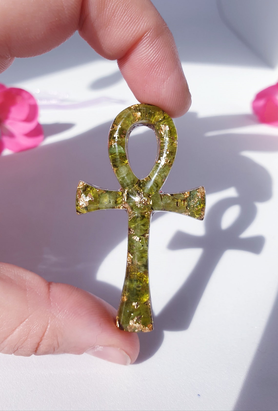 Peridot Egyptian Ankh Orgone Pendant/ Positive Manifestation | Etsy UK