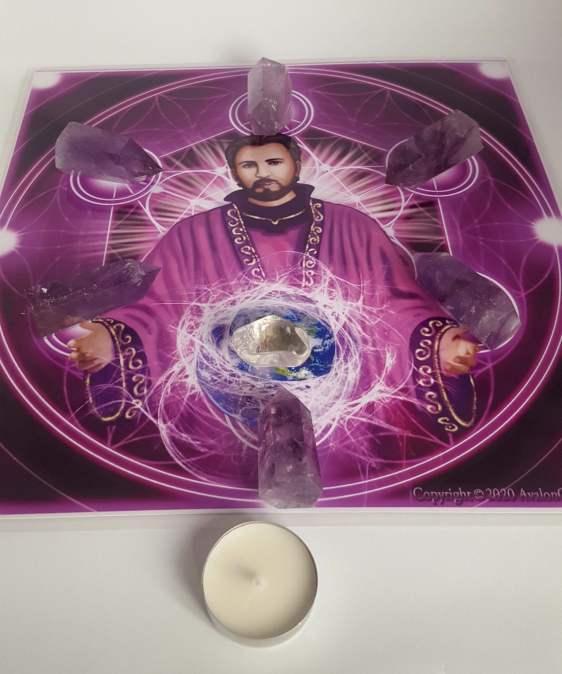 St Germain's Violet Flame Crystal Grid/ Manifesting Crystal Grid/altar ...