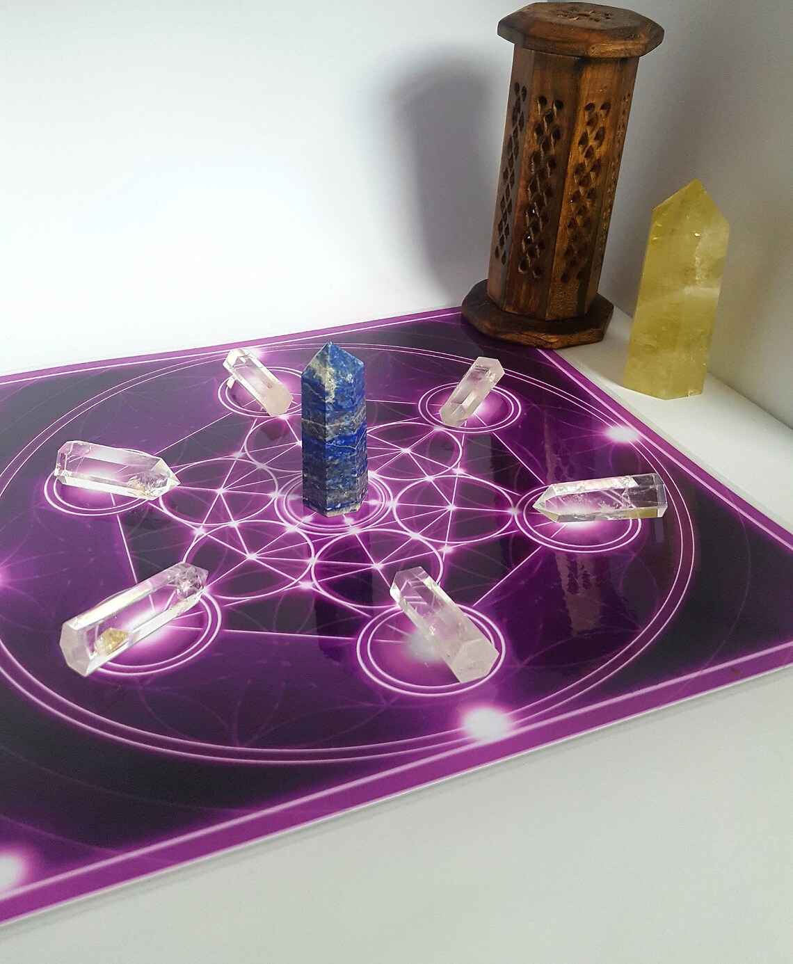 Metatron's Cube Violet Flame Crystal Grid/ Manifesting Crystal Grid ...
