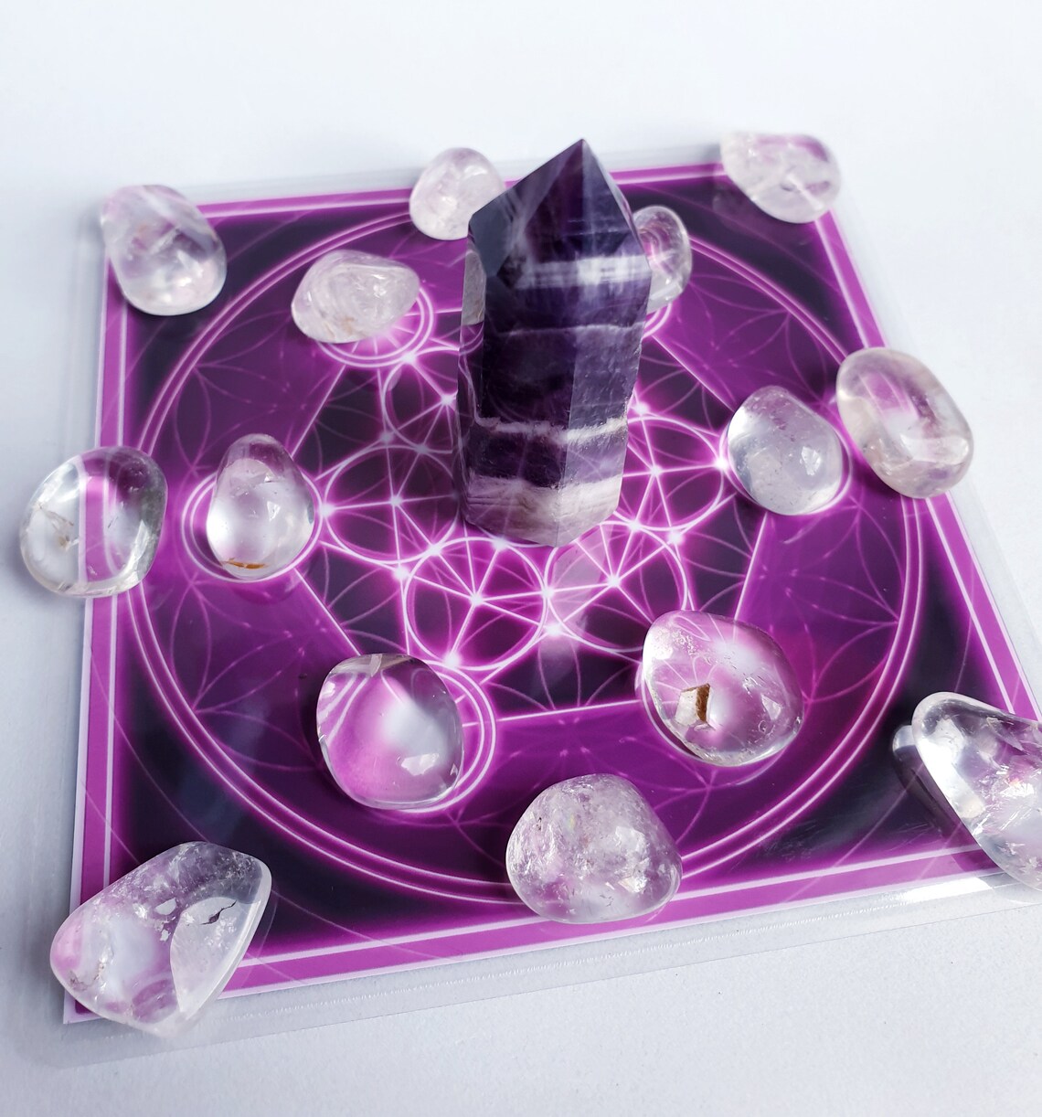 Metatron's Cube Violet Flame Crystal Grid/ Manifesting Crystal Grid ...